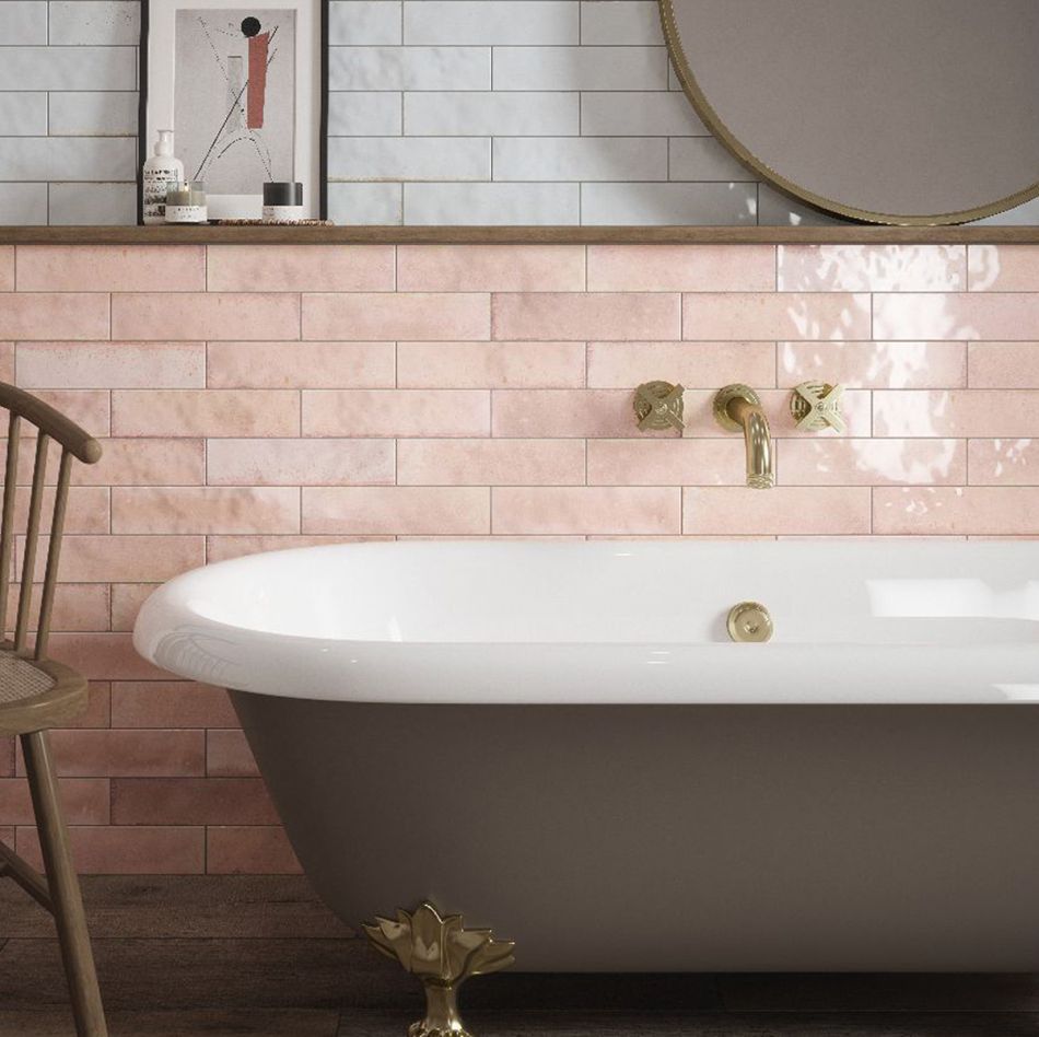 30x7.5 Annabelle Rose Gloss Ceramic Wall Tile - Tile Choice