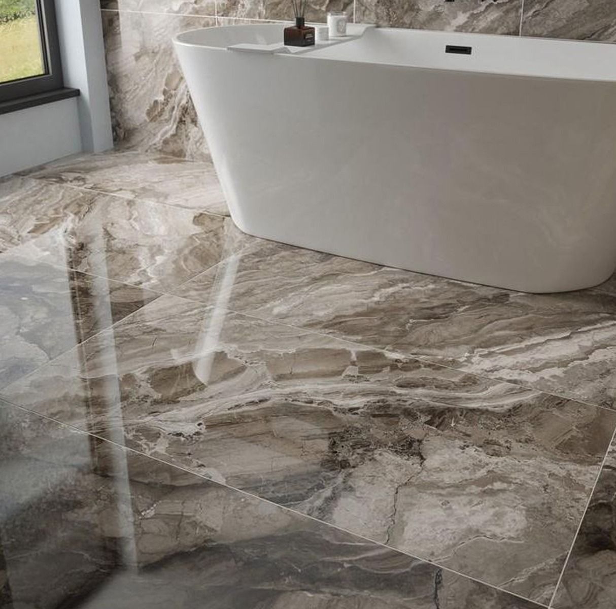 120x60 Chambers Strong Grey Polished Porcelain Tile - Tile Choice