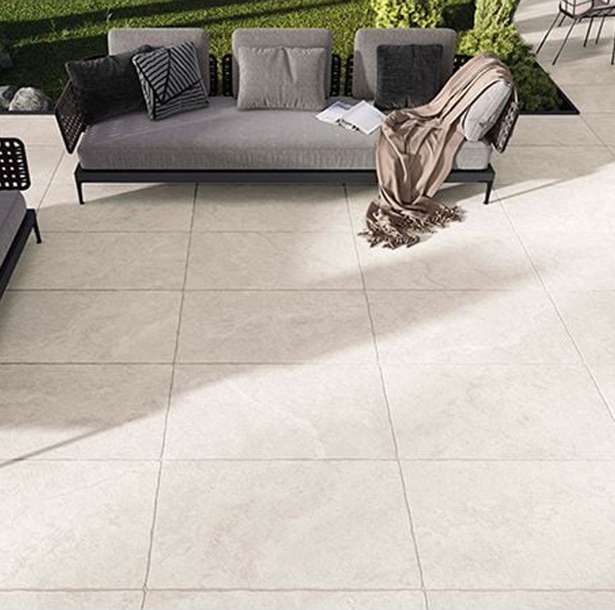 90x60 Stiled Kingham White 20mm Outdoor Porcelain Tile - Tile Choice