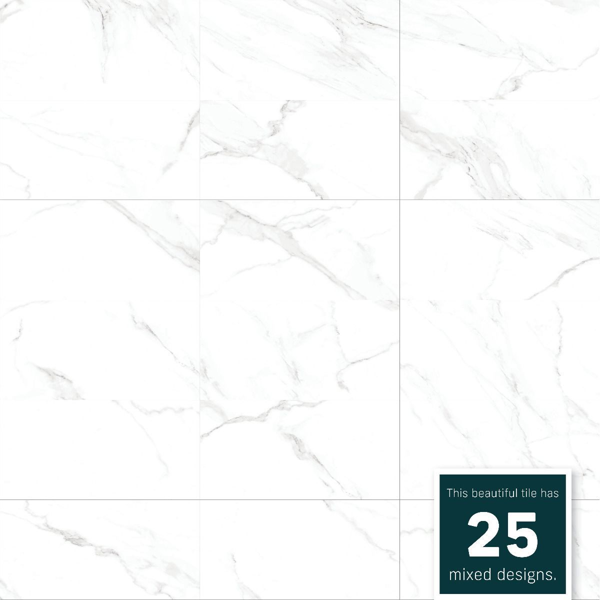 Medici Carrara Marble Effect Matt Porcelain Tile - Tile Choice