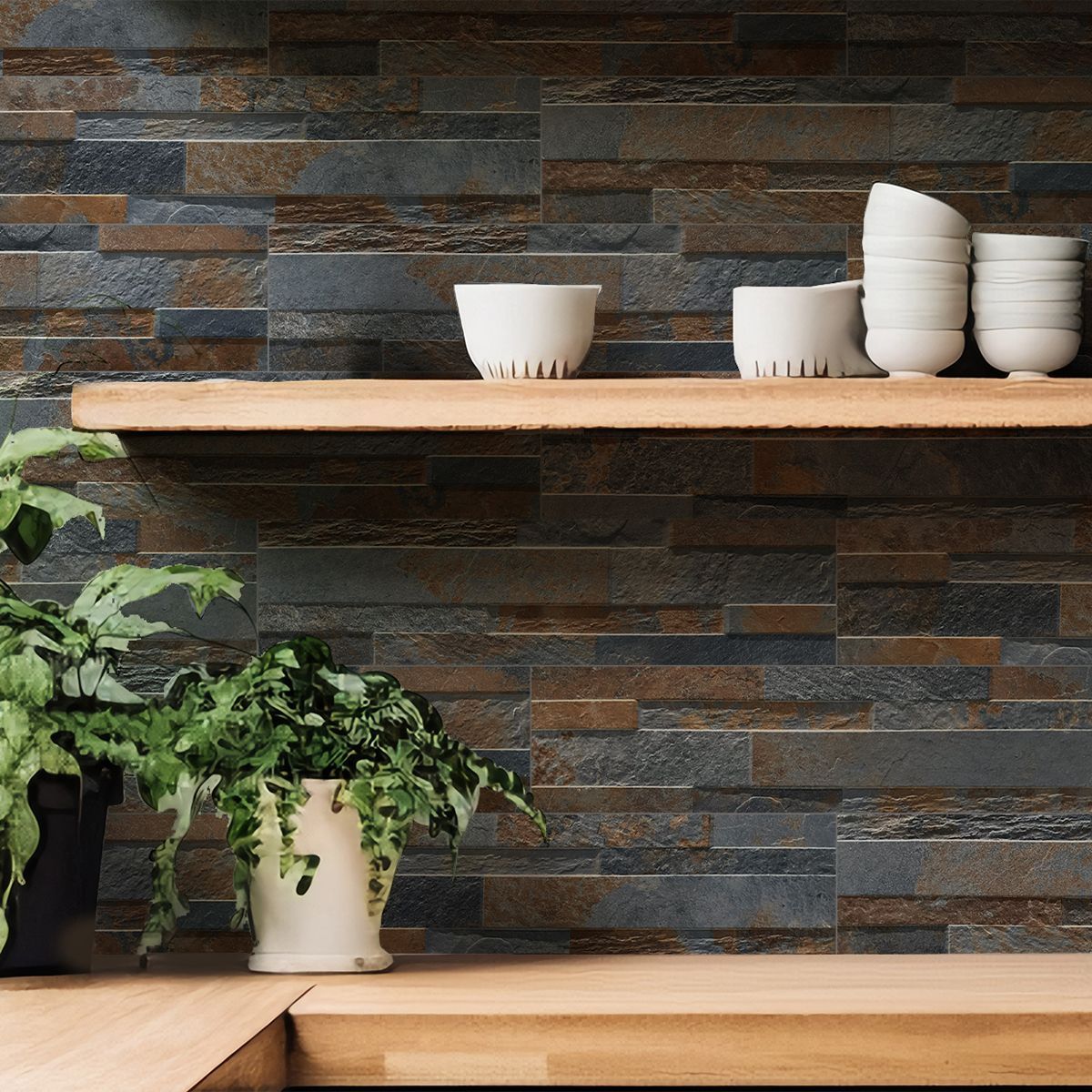 61x15 Oakley Slate River 3D Porcelain Tile - Tile Choice