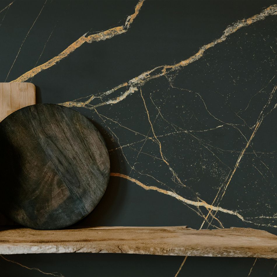 Black & Gold Matt Porcelain Wall & Floor Tile - 120x60cm - Tile Choice