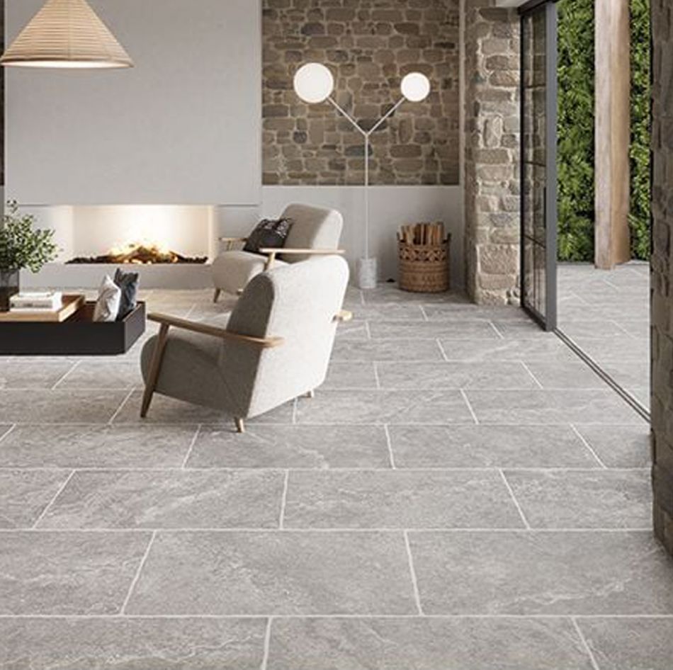 90x60cm Stiled Kingham Grey 10mm Porcelain Floor Tile - Tile Choice