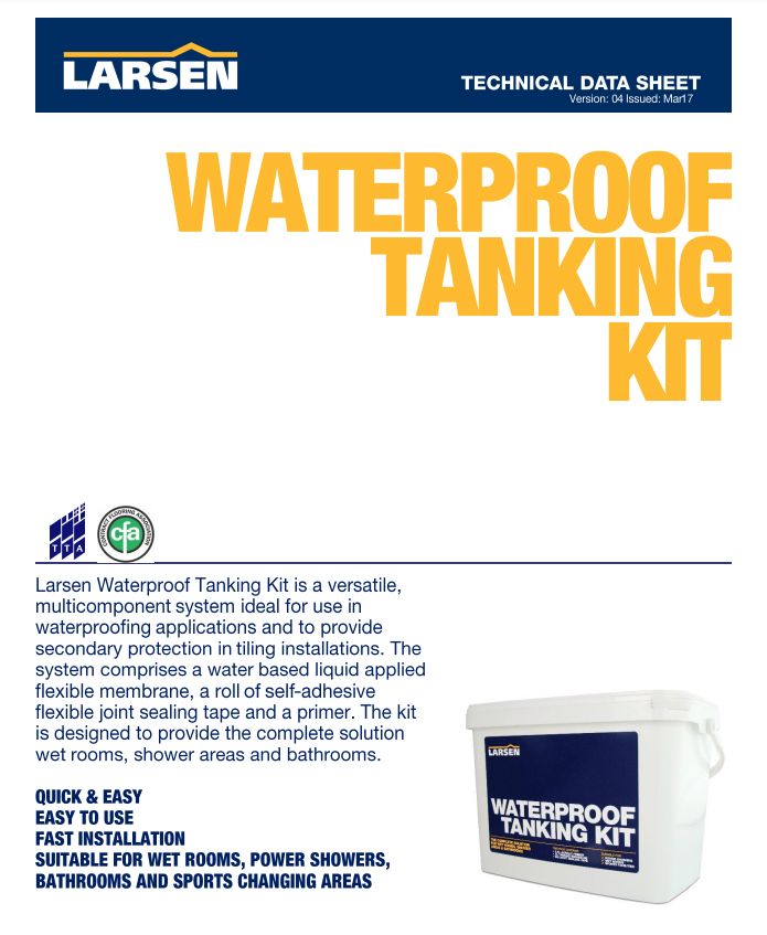 Larsens Tanking kit, Waterproof, Wetrooms, Showers, Bathrooms - Tile Choice